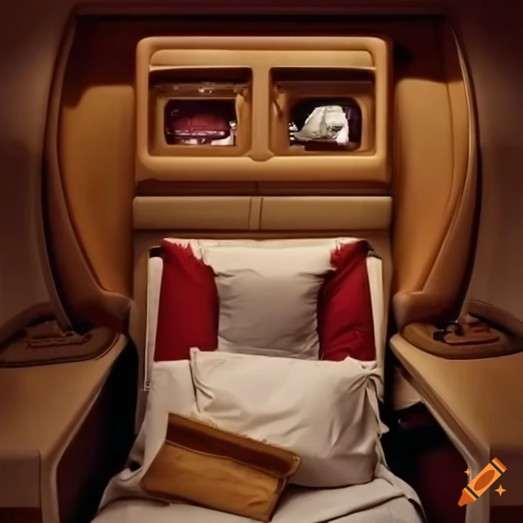Luxurious first class cabin in Emirates Airlines on Craiyon