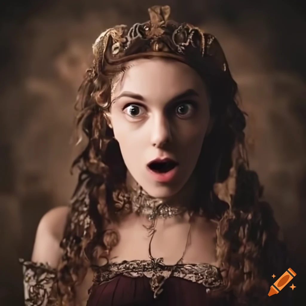 Woman In Medieval Dress Looking Shocked On Craiyon