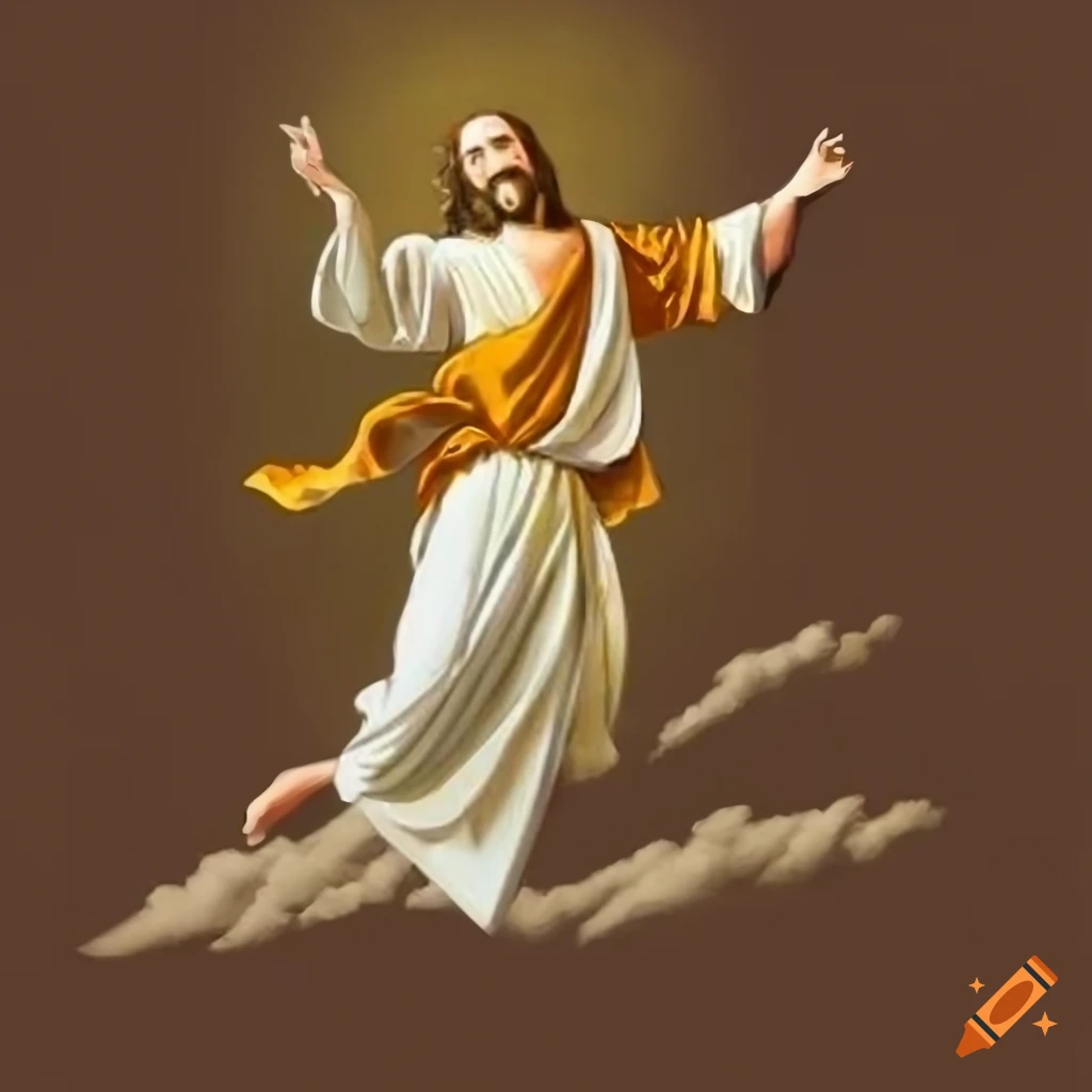 Cellshade art of Jesus in mid-air on Craiyon