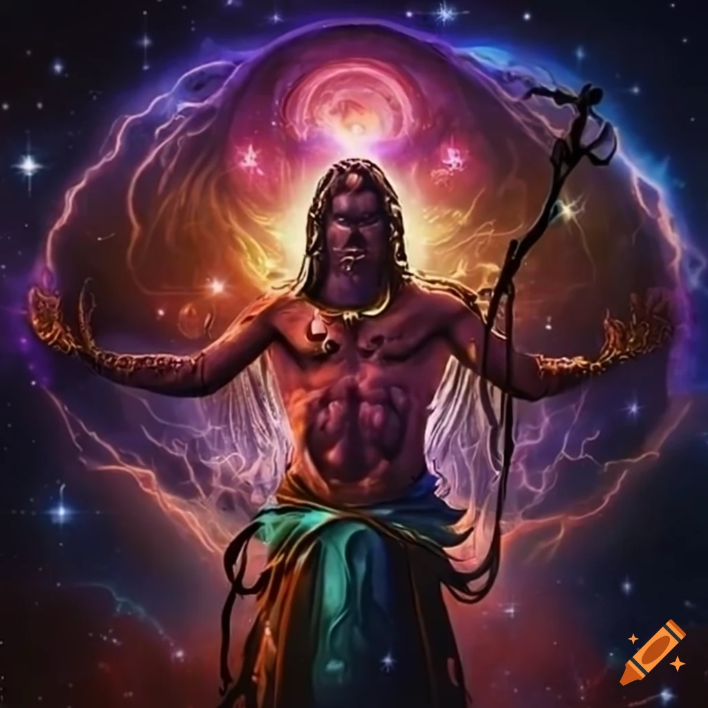 Artistic representation of an african god in golden robes on Craiyon