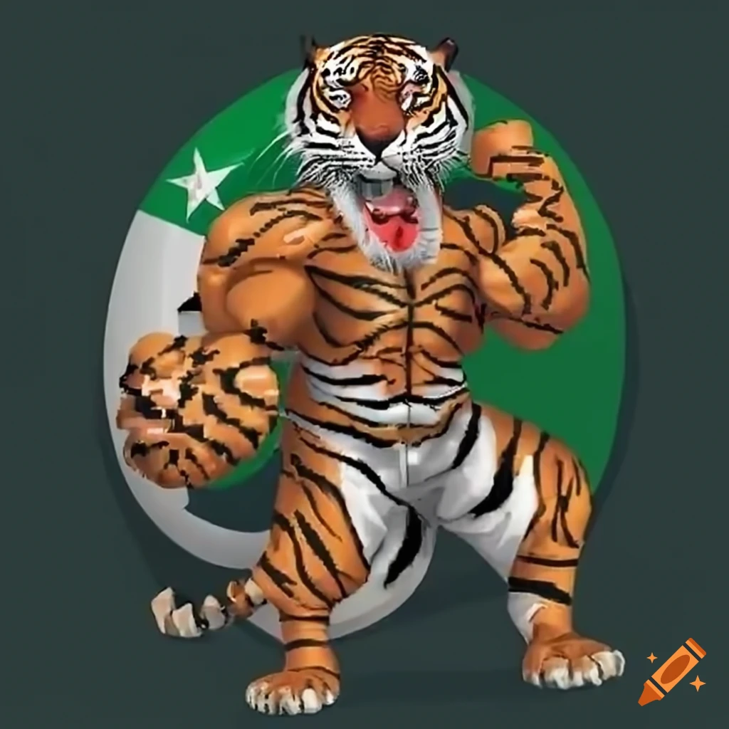 Mechanical-eyed tiger with pakistan flag on Craiyon
