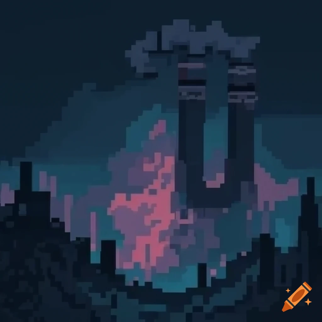 Detailed pixel art fantasy map of a dark snowy landscape on Craiyon