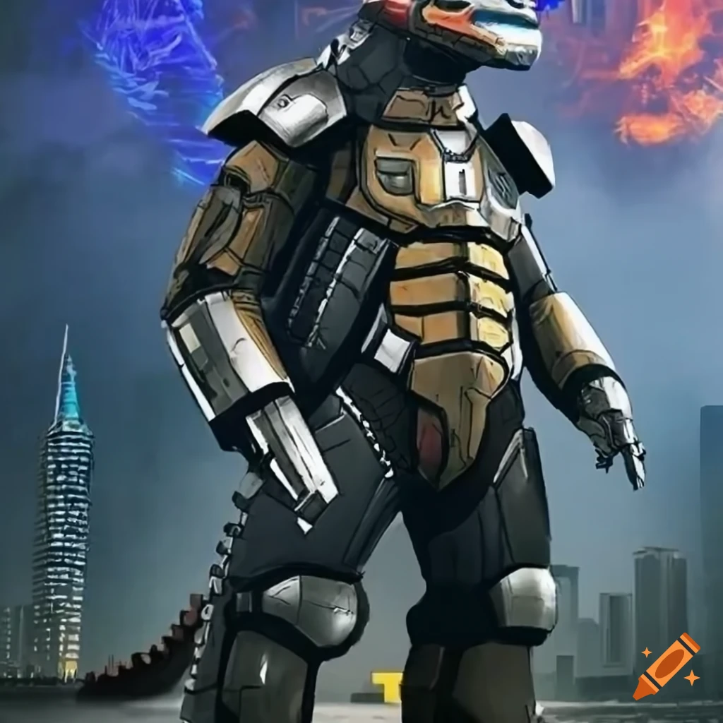 Illustration of a futuristic cyborg turtle on Craiyon