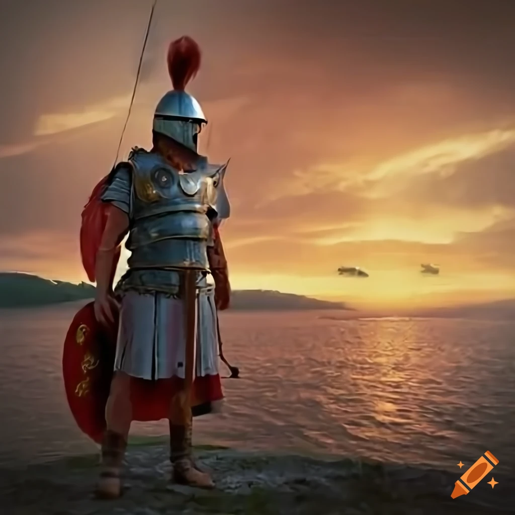 Roman legionnaire and medieval knight in an epic clash on Craiyon