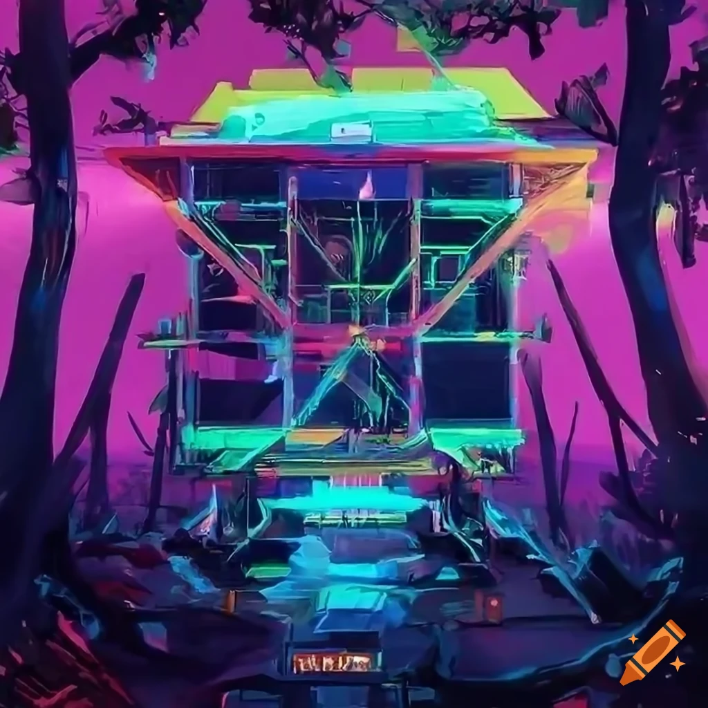 Euro rack modular synthesizer against a blue sky on Craiyon