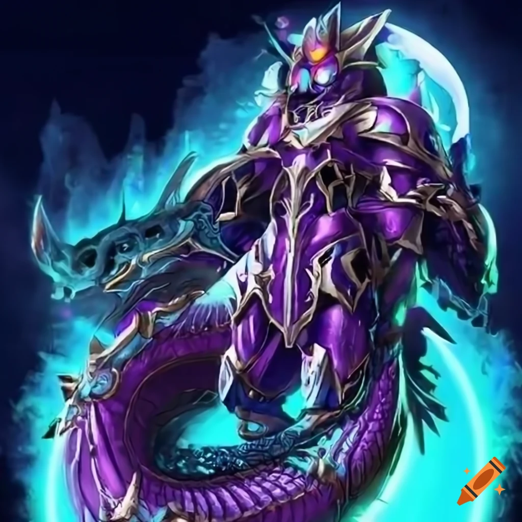 Celestial armored beast-overlord victorious in battle against evil on ...