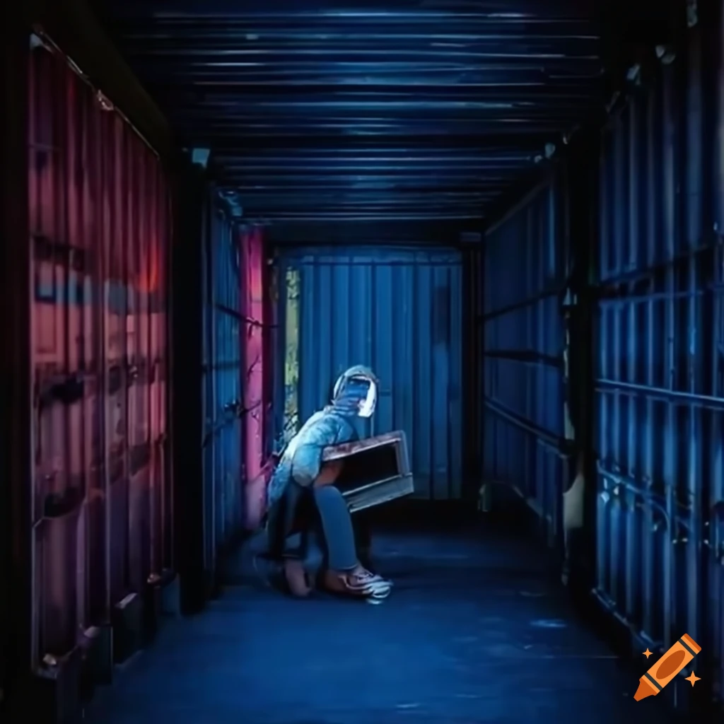 Person using Microsoft Outlook in a shipping container on Craiyon