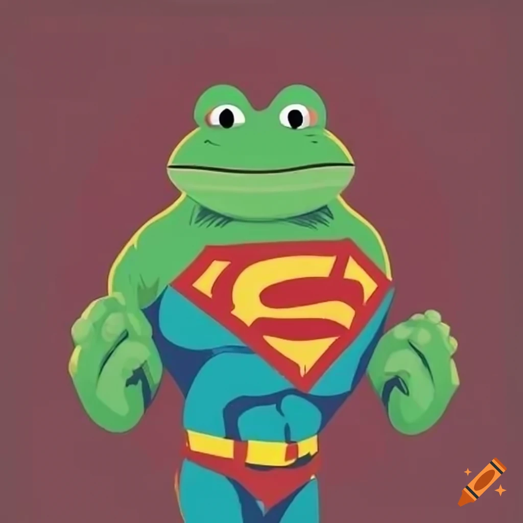 Retro superhero frog illustration