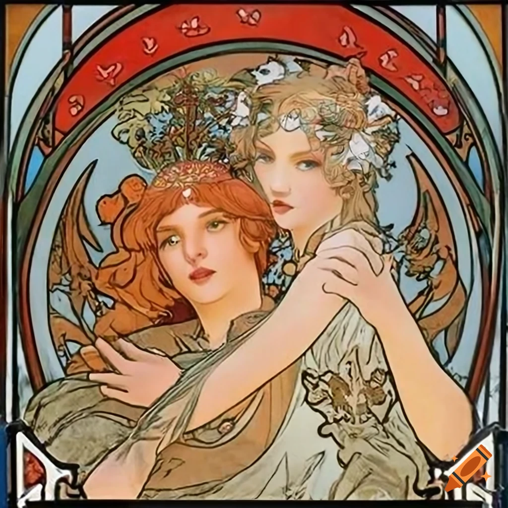 Artwork of two angels in a nature scene on Craiyon