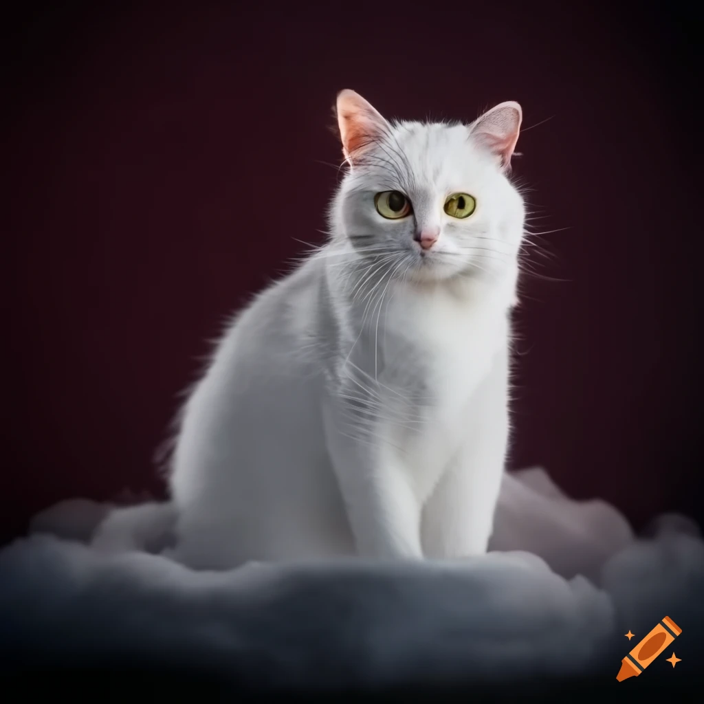 White cat on a cloud on Craiyon