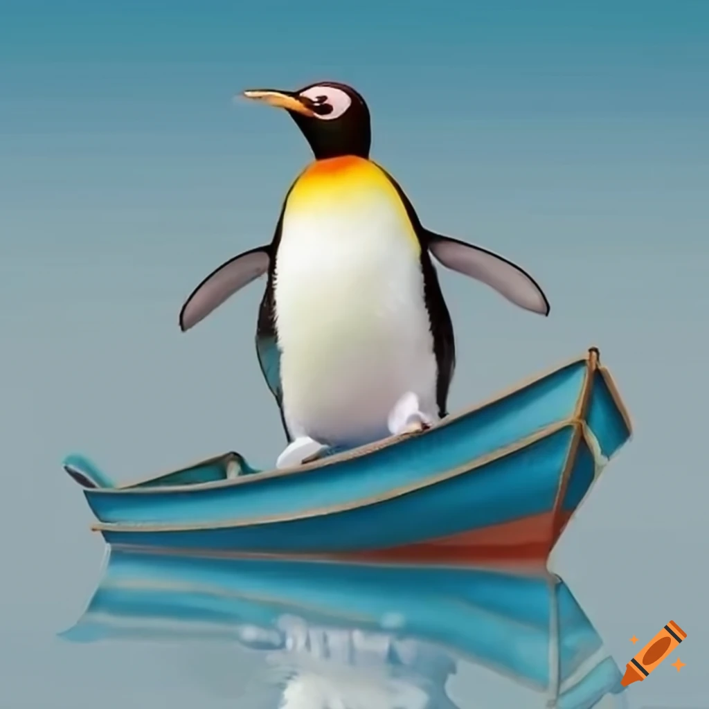 Penguin standing on a boat