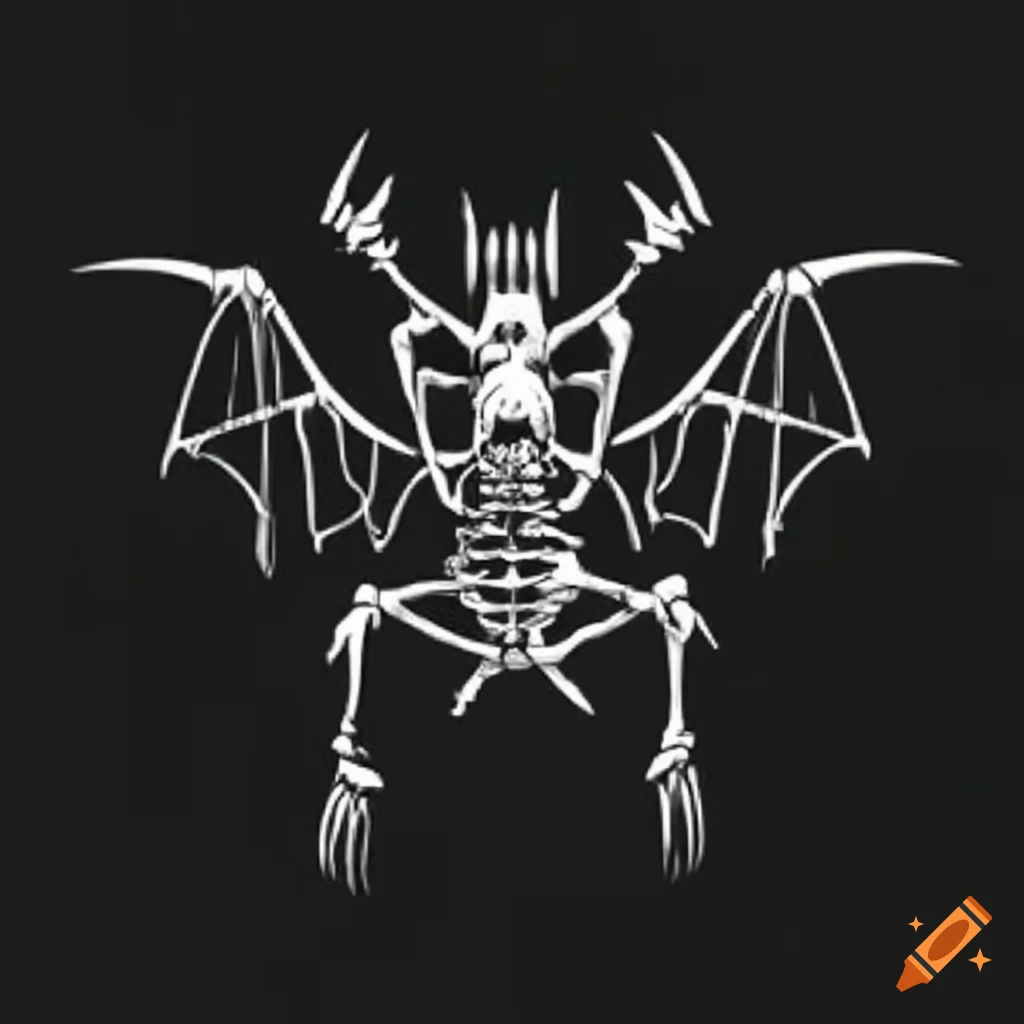 Logo of a death metal band with a robot bat skeleton on Craiyon