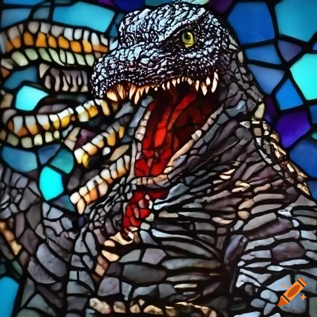 Shin Godzilla in stained glass style on Craiyon