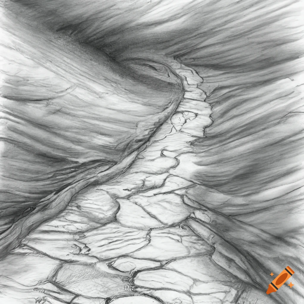 Barren landscape with a narrow path on Craiyon