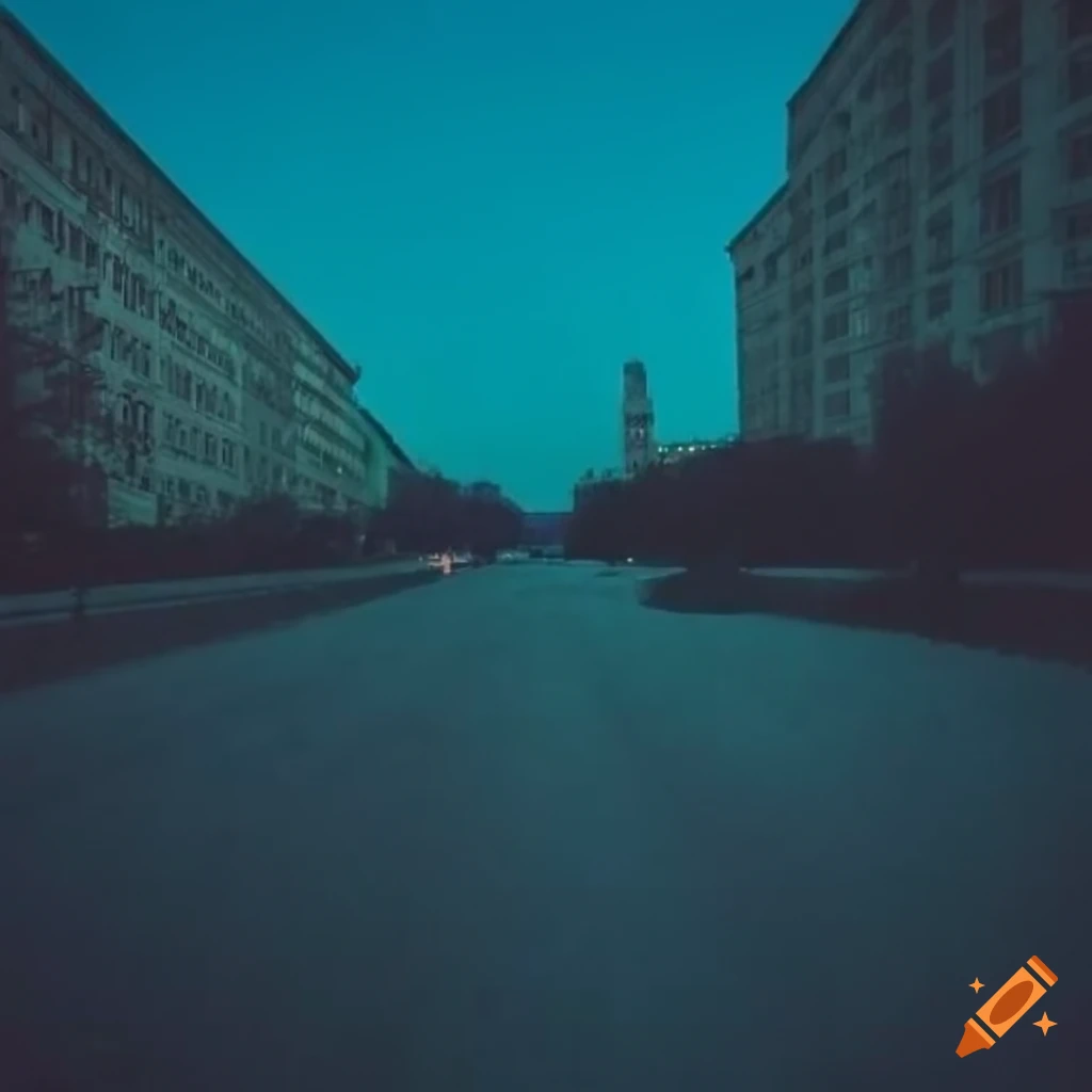 Night scene of a creepy post soviet city on Craiyon