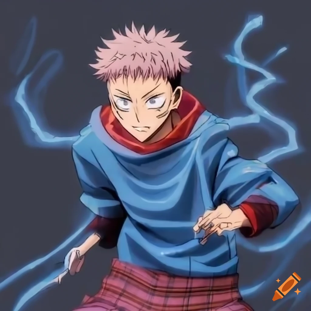 Itadori yuji from jujutsu kaisen in the berserk manga art style on Craiyon