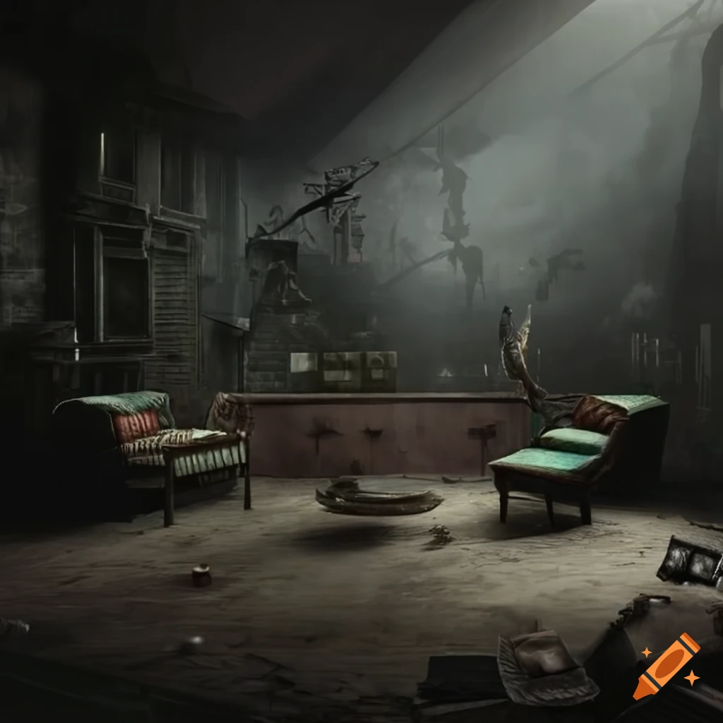 Apocalyptic living room on Craiyon