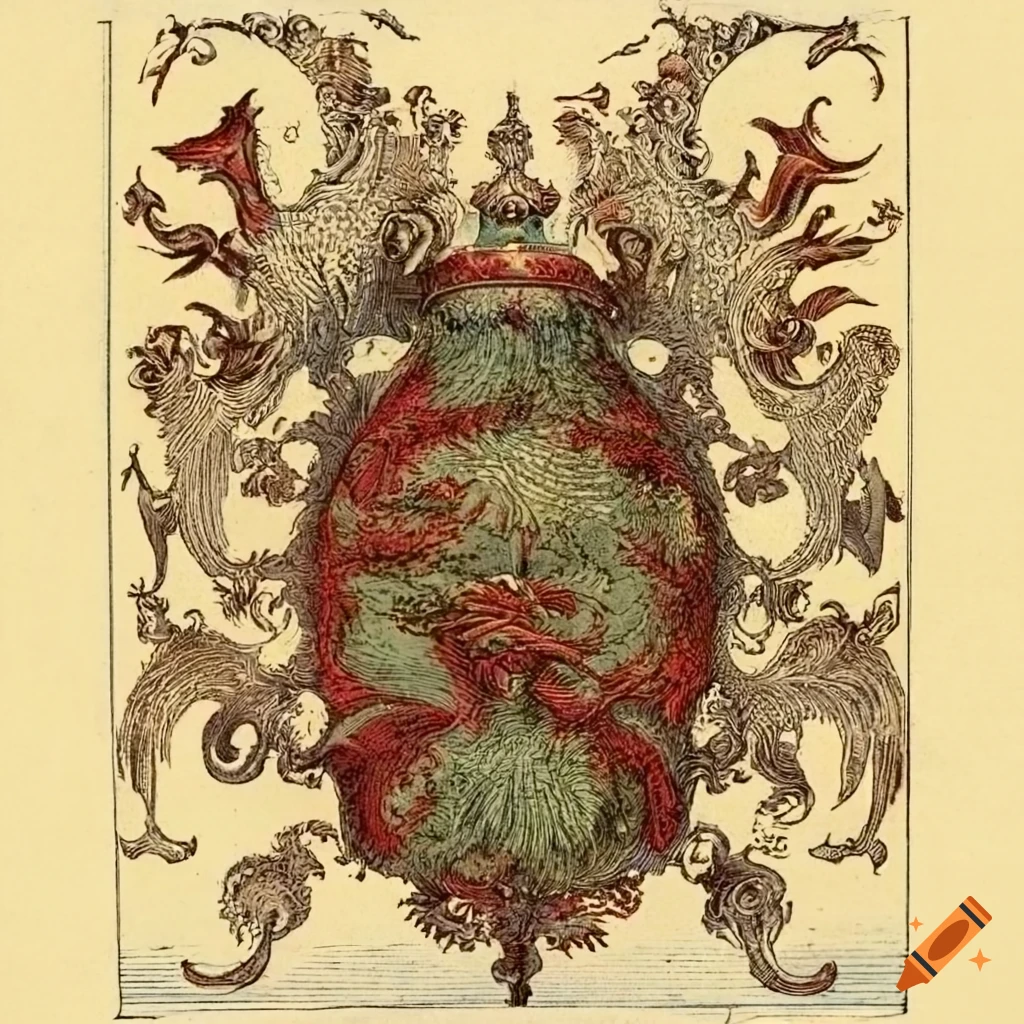 Vintage heraldry card illustration