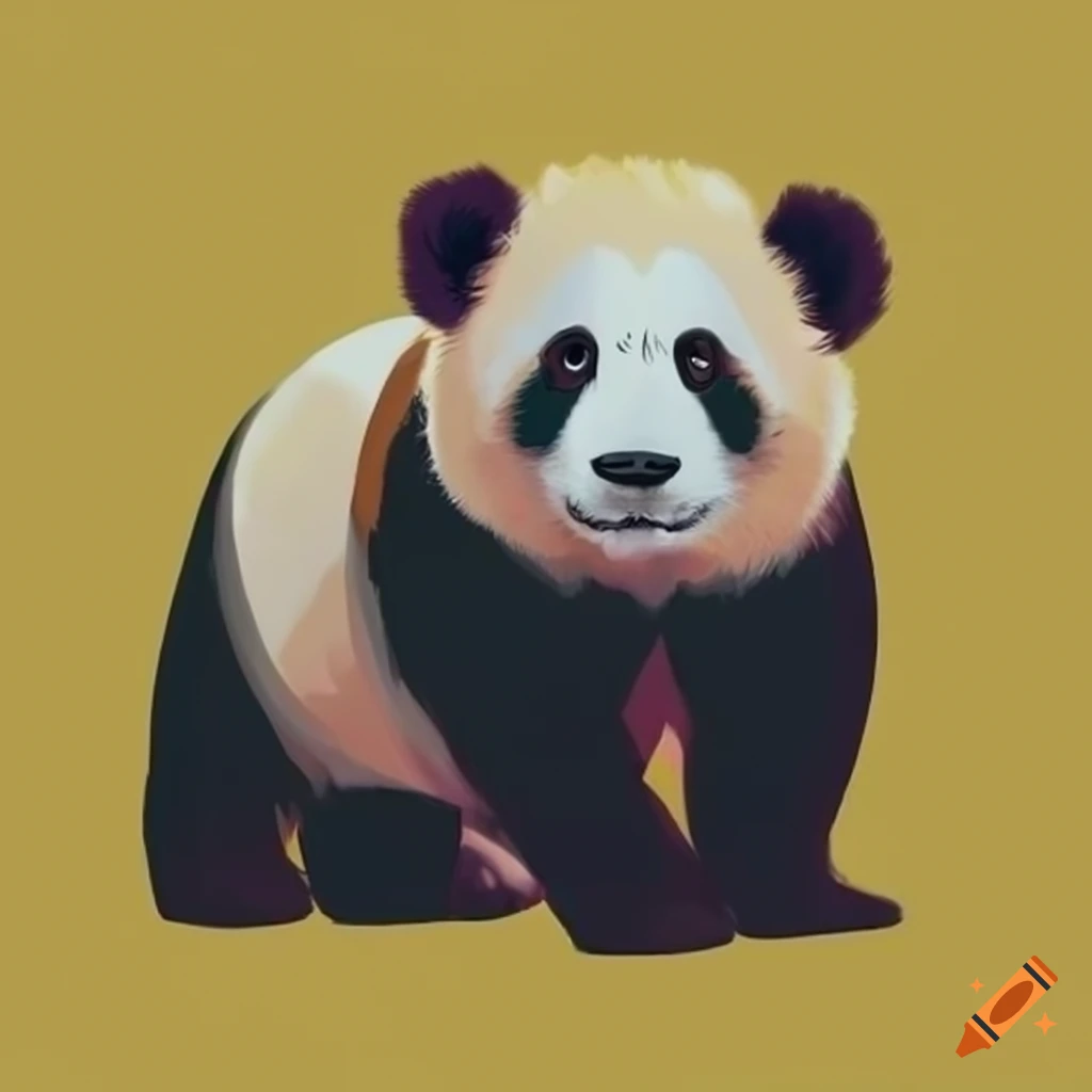 Cute panda on yellow background on Craiyon