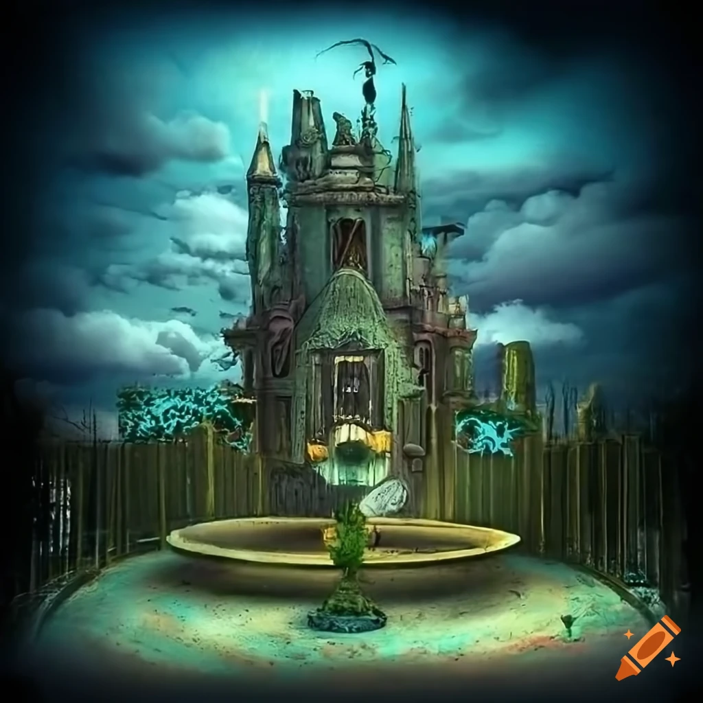 Haunted carousel in a creepy setting on Craiyon