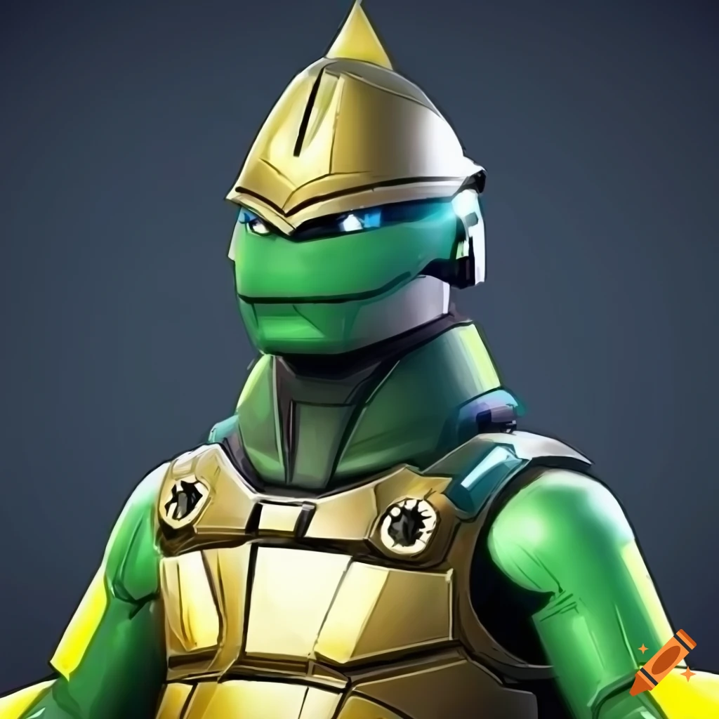 Illustration of a futuristic cyborg turtle on Craiyon