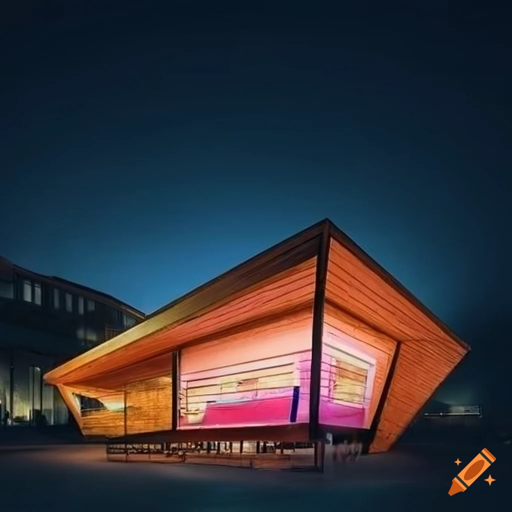 Sleek Japanese cafe with colored glass and neon signs on Craiyon