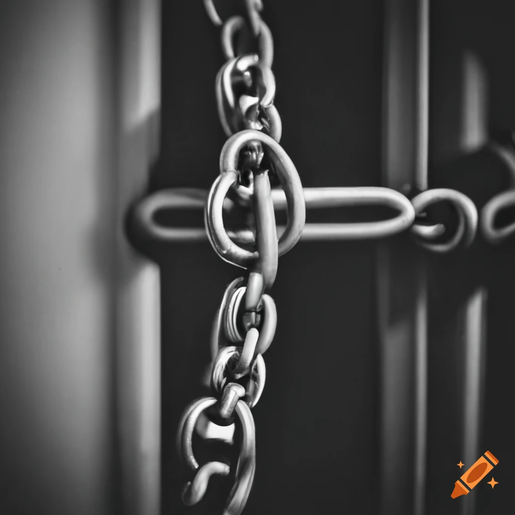 Chained freezer in a dark basement on Craiyon