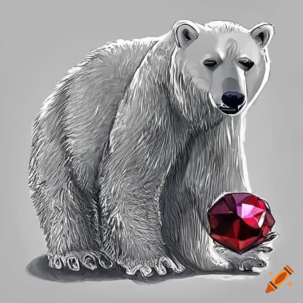 Polar bear with a ruby gem in its paws