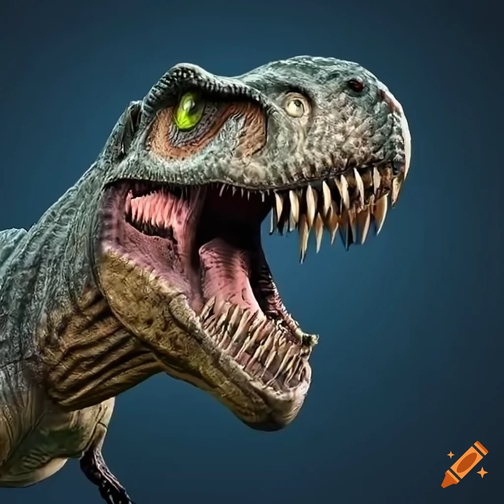 Tyrannosaurus rex in a conifer forest on Craiyon