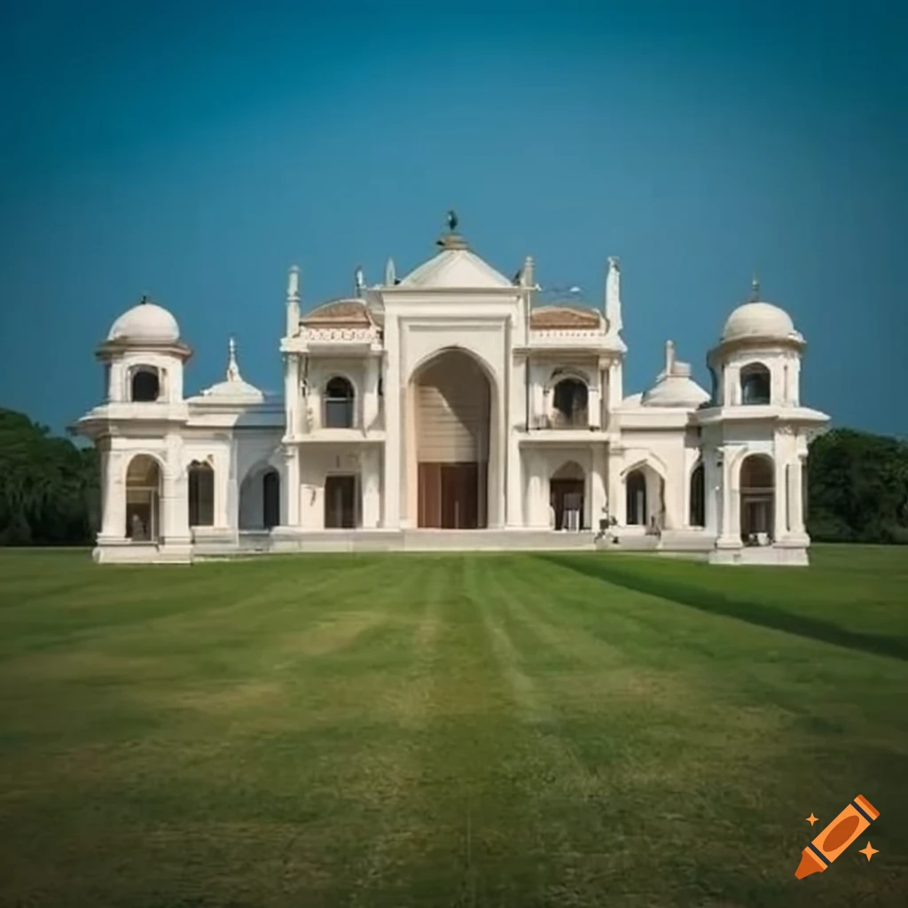 Elevation of mahal white house in mediterranean architectural style on ...