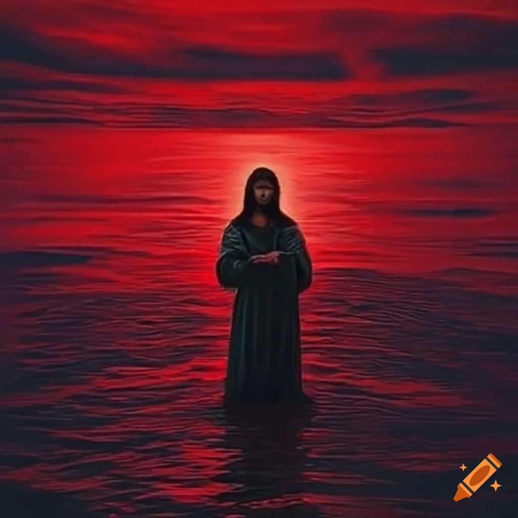 Artistic depiction of Jesus parting the red sea on Craiyon