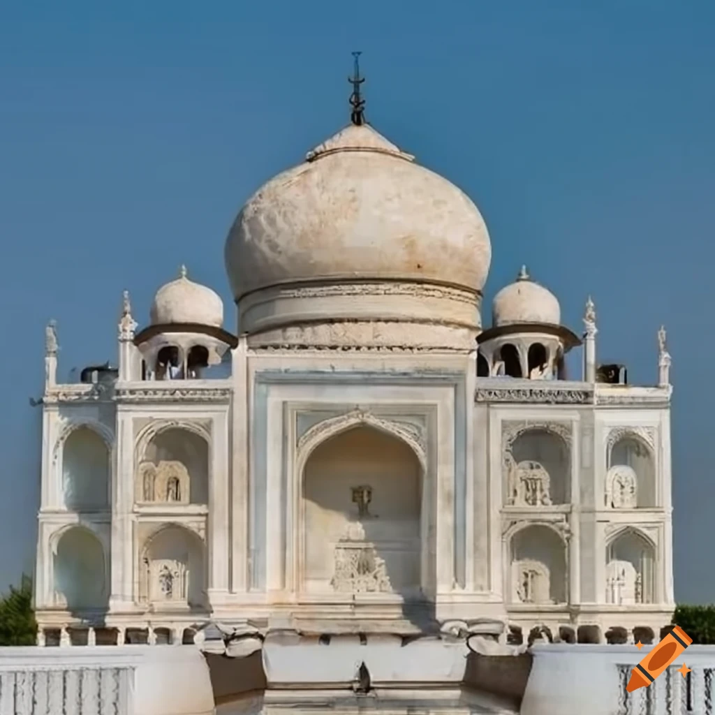 Full frontal elevation of the mahal white house on Craiyon