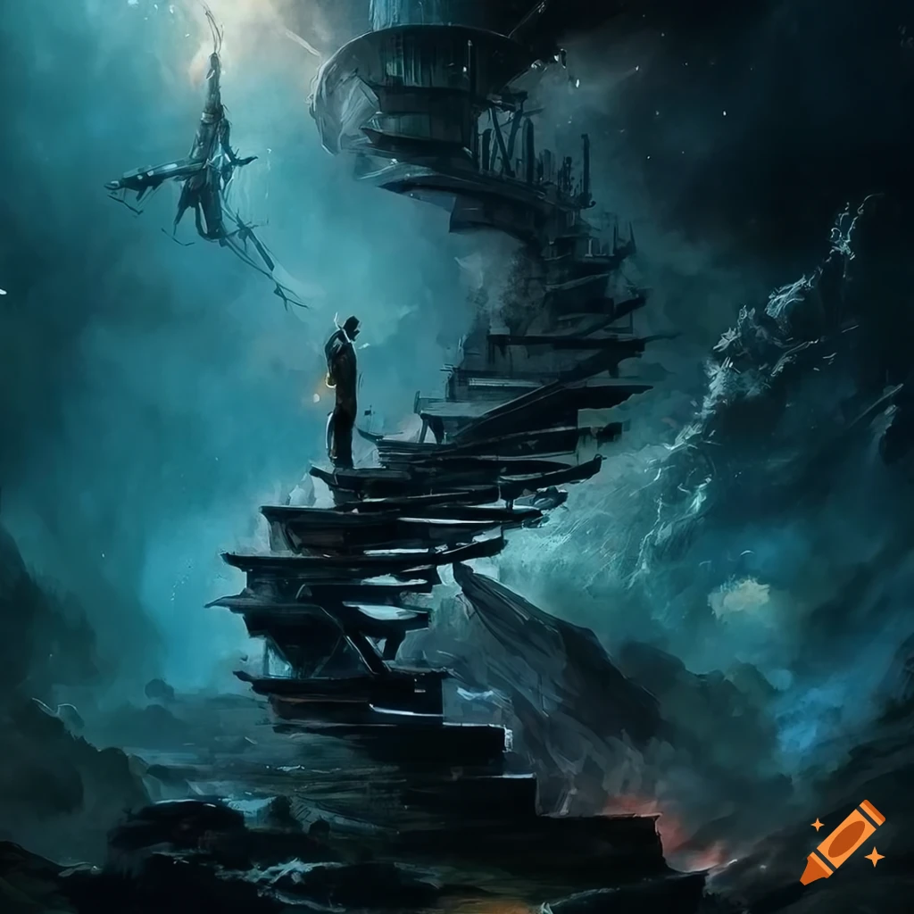 Surreal galactic stairs art on Craiyon