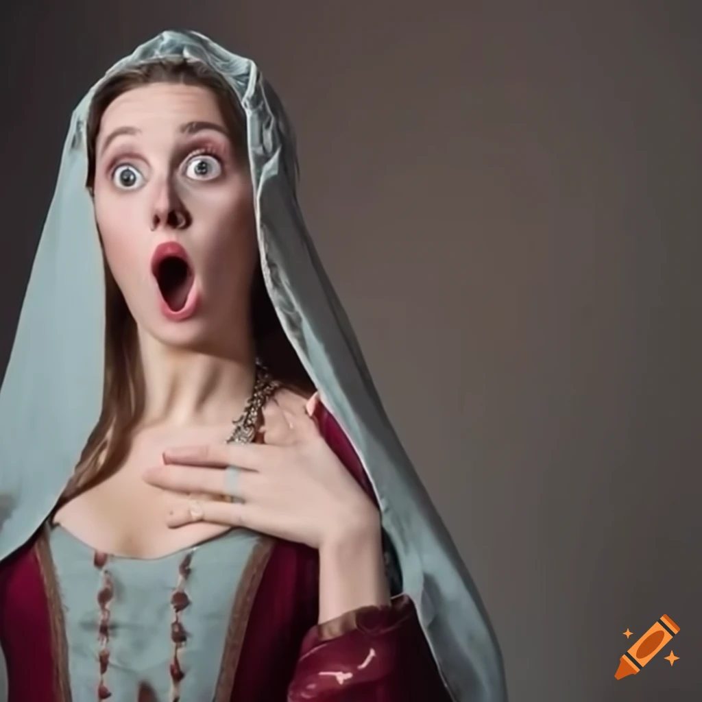 Woman In Medieval Dress With Shocked Expression On Craiyon