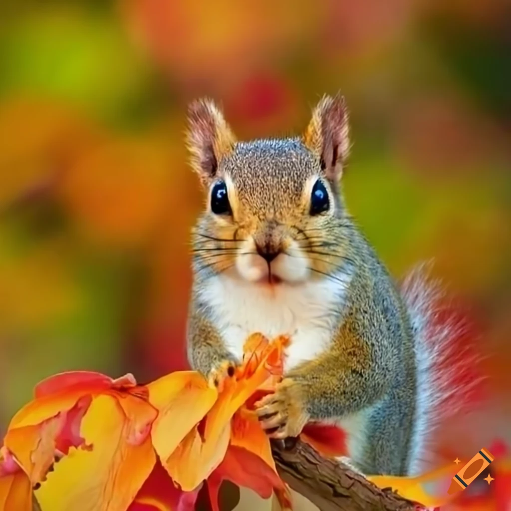 Colorful tree branch with sammy the squirrel on Craiyon