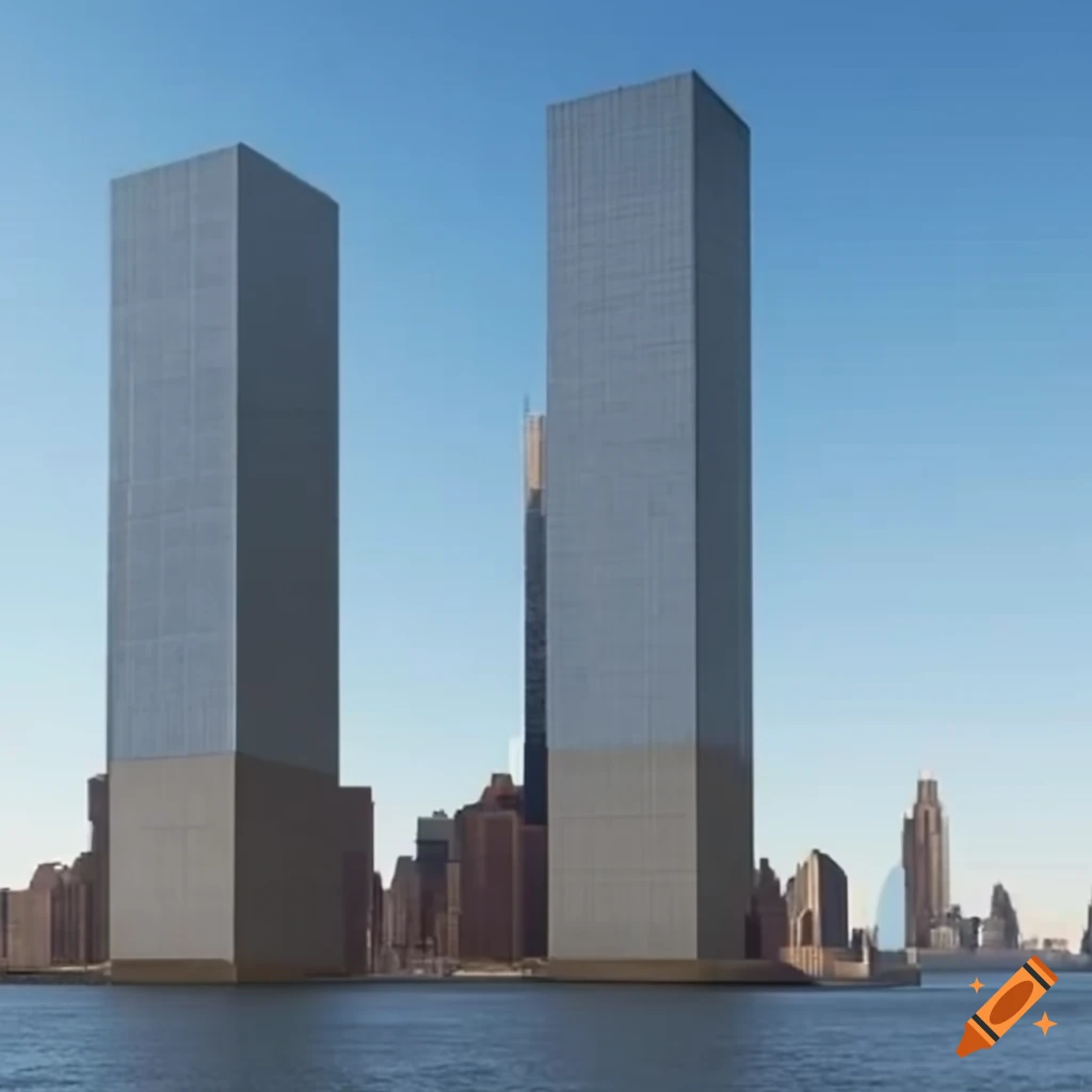 CGI representation of the twin towers in lower Manhattan on Craiyon