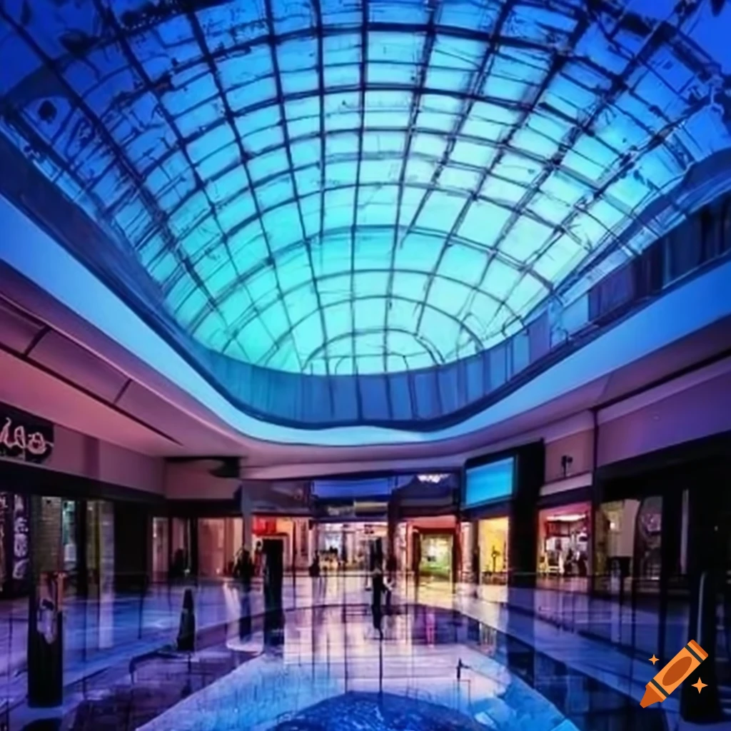 A view of a crystal city mall on Craiyon