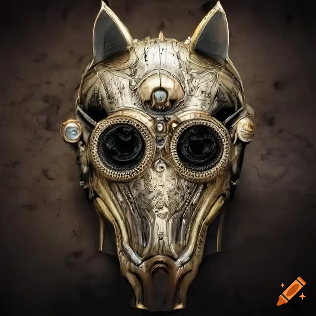 High-tech silver rabbit cybernetic mask with red eyes and voice ...