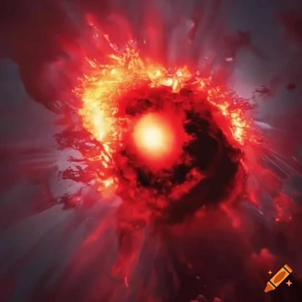 Artistic depiction of a red magic explosion on Craiyon