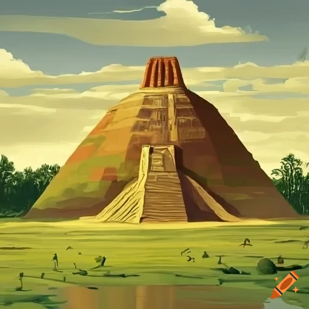 Pre-colonial illustration of cahokia mounds on Craiyon