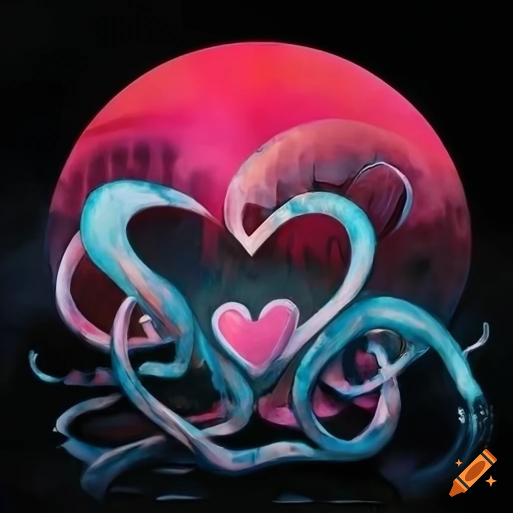 Album cover featuring two hearts on Craiyon