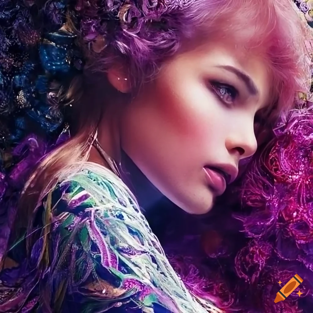 Detailed fashion portrait with code elements on Craiyon