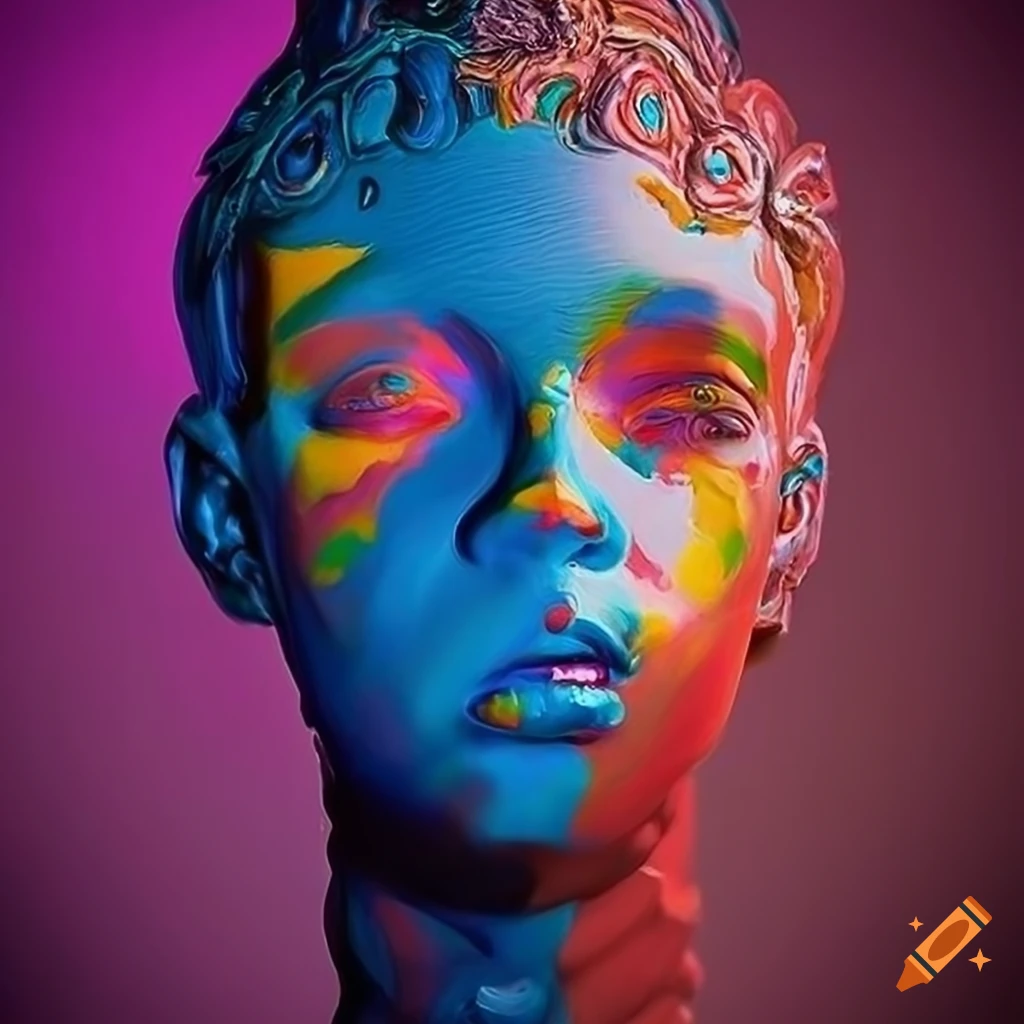 Chrome statue of jesus wearing a thorn crown wreath on Craiyon