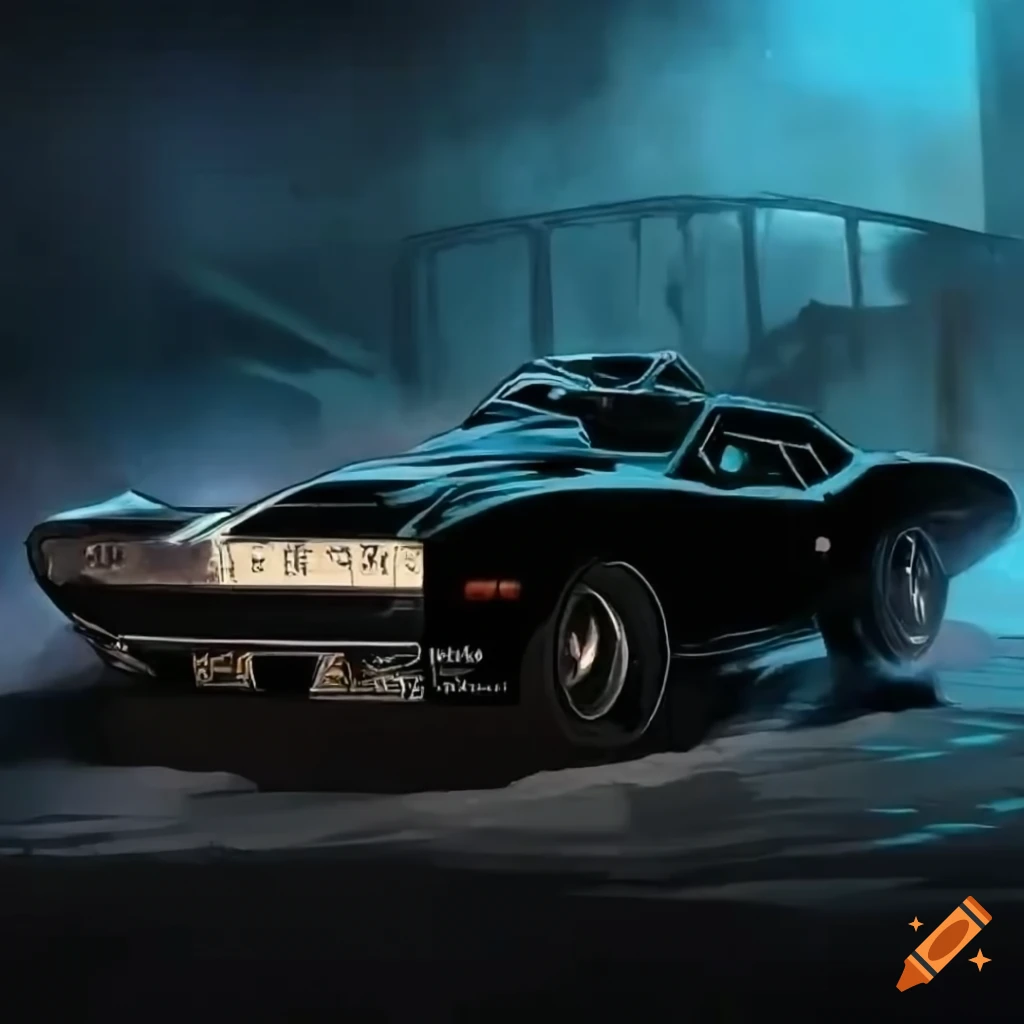 Comic book illustration of a supercharged Plymouth Cuda drag racing ...