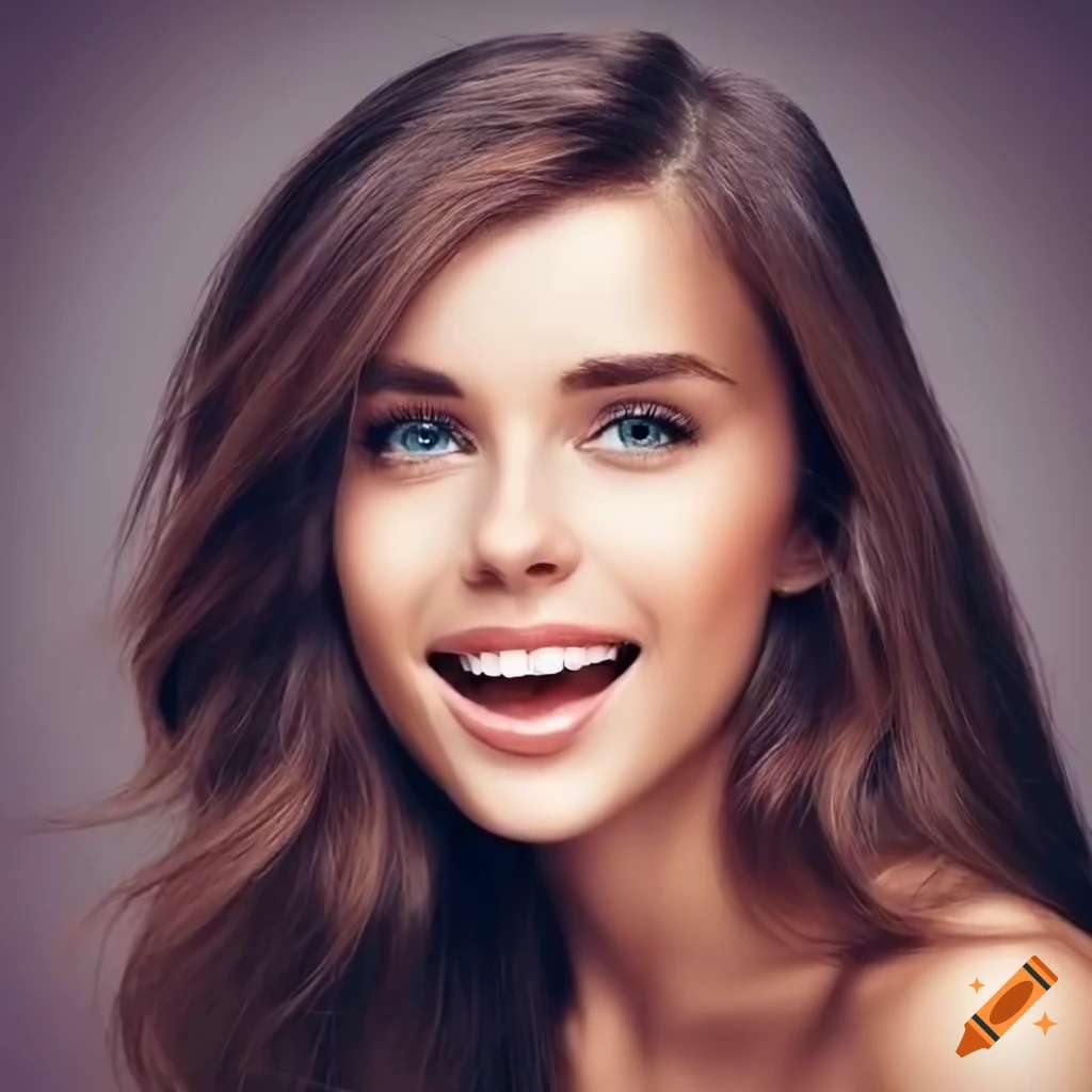 Portrait of a beautiful young woman with a warm smile on Craiyon