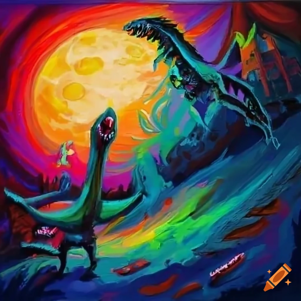 George washington riding a cyborg t-rex on Craiyon