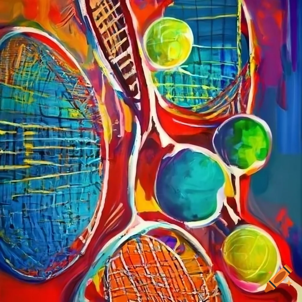 Abstract painting of a tennis match on Craiyon