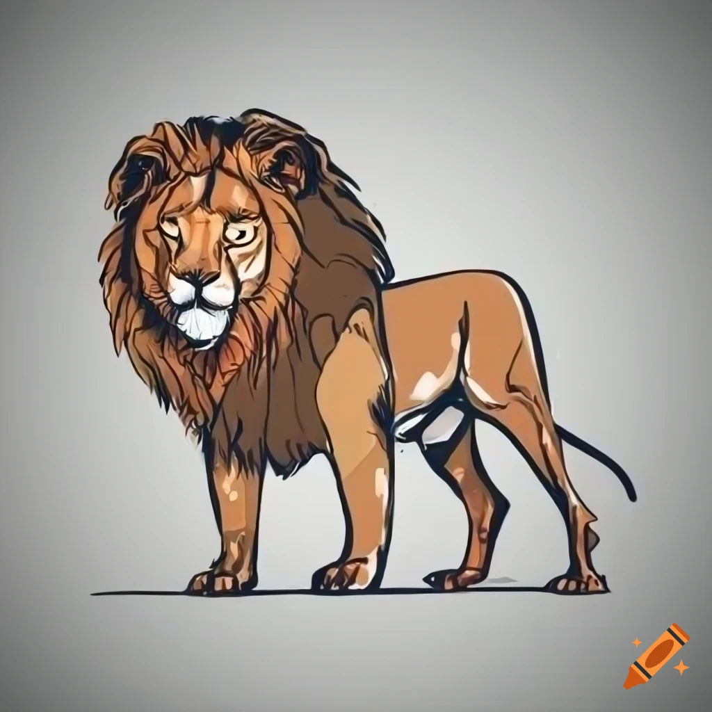 Line drawing of lion standing