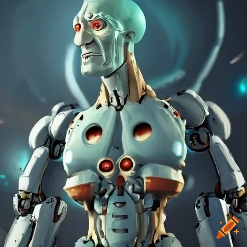 Handsome squidward in a giant robot mech suit