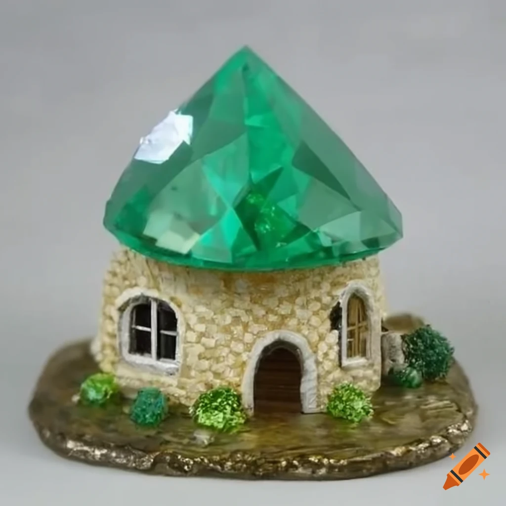 Hyper realistic sculpture made with green diamond on Craiyon
